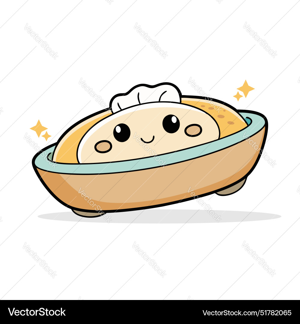 Cute clam chowder cartoon with in isolated layer Vector Image