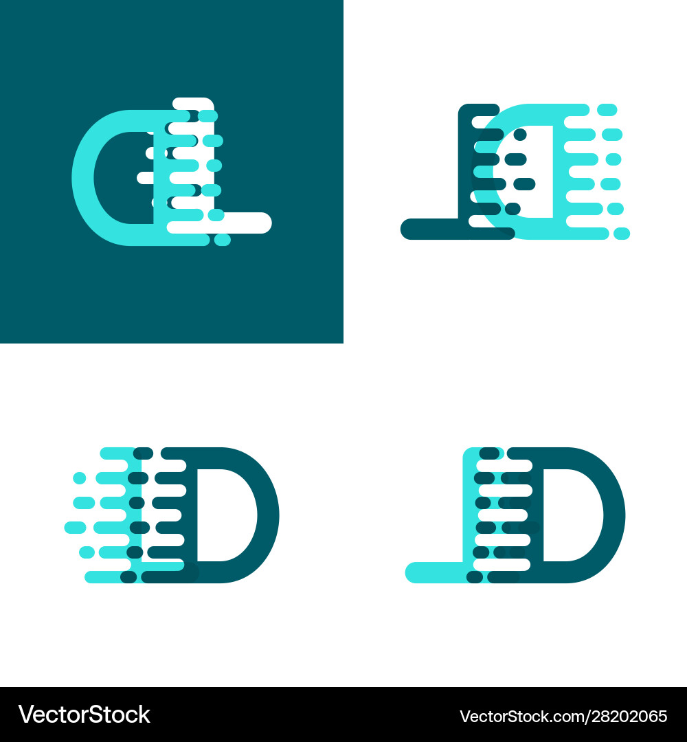 Ld letters logo with accent speed in light green Vector Image