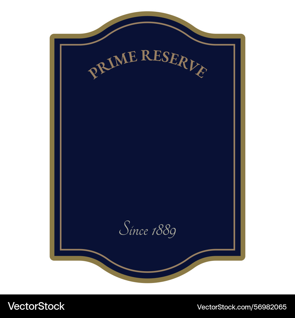 Premium dark blue label with gold border Vector Image