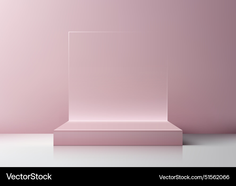 3d pink platform podium with square glass Vector Image