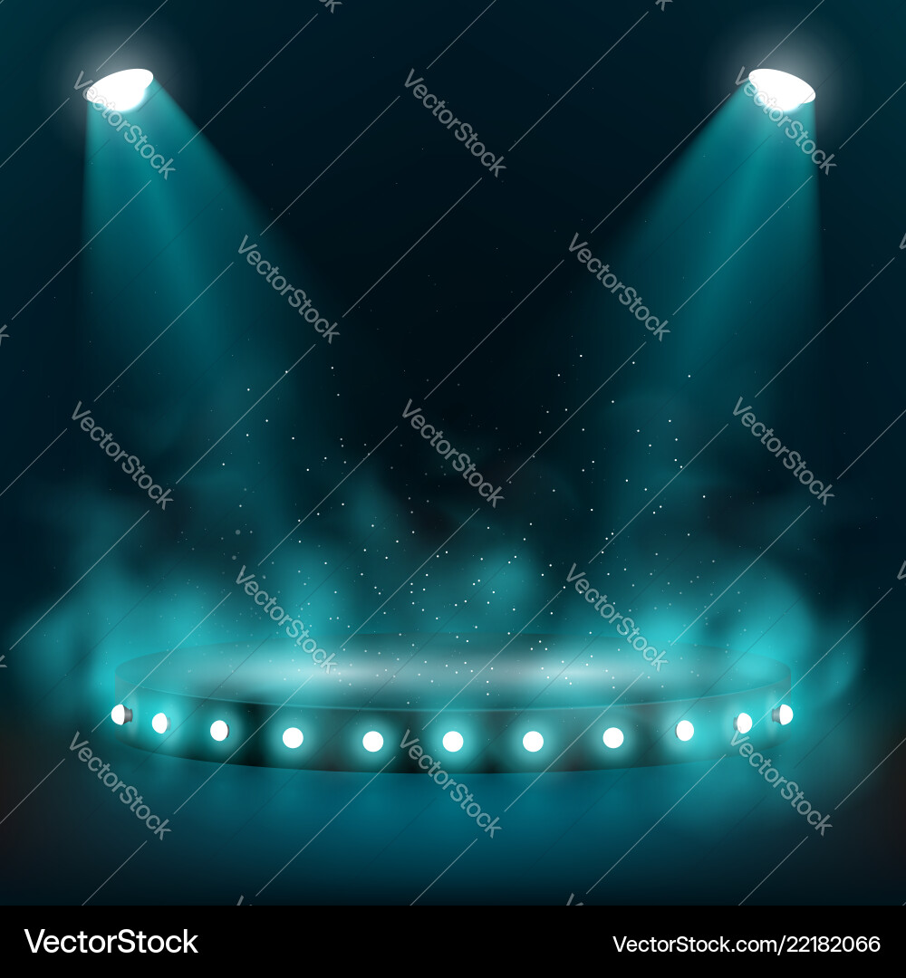 A round scene in smoke with overhead lighting Vector Image