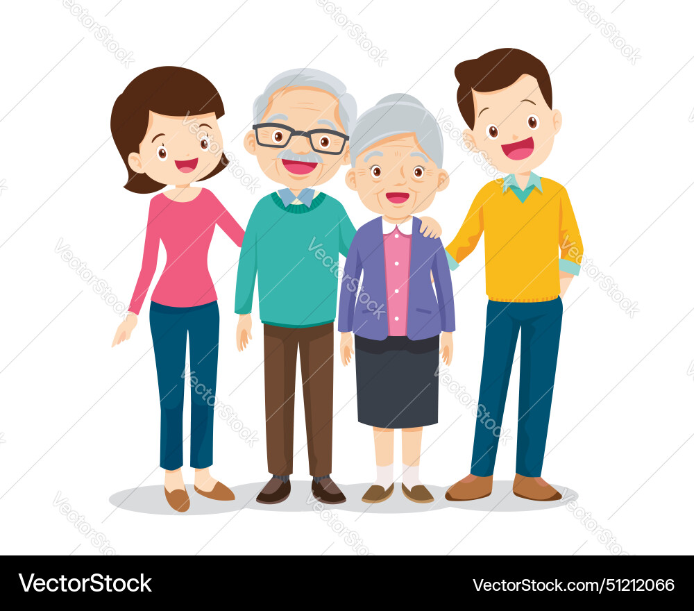 Big happy multi-generational family siblings Vector Image