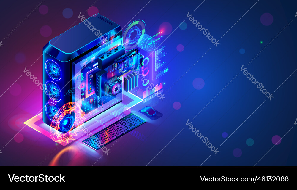 Gaming computer upgrade or repair modern power pc Vector Image