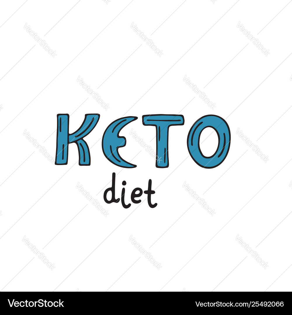 Keto diet hand drawn lettering low carb Royalty Free Vector