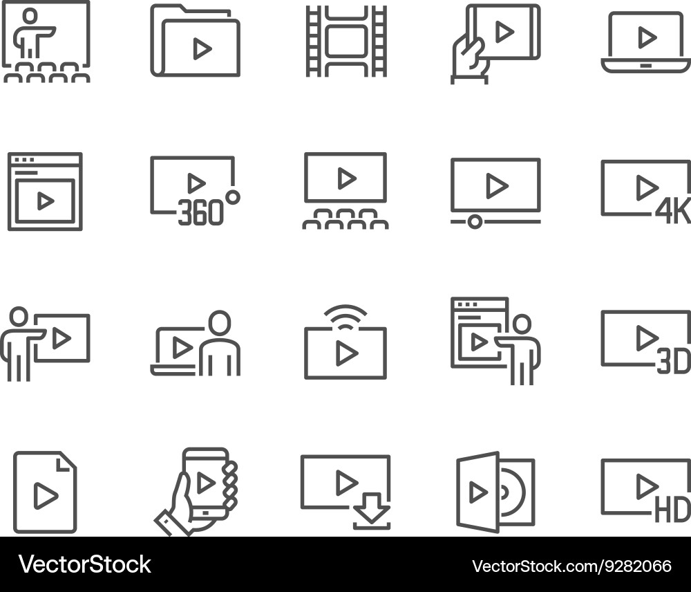 Line video icons Royalty Free Vector Image - VectorStock