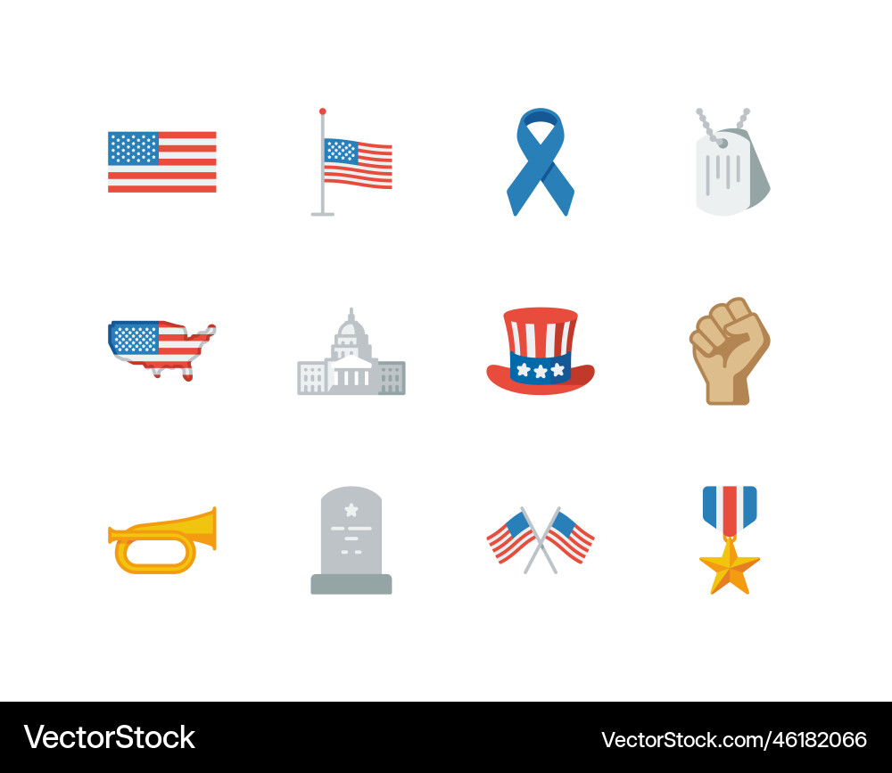 Memorial Day & Veterans Icons Royalty Free Vector Image