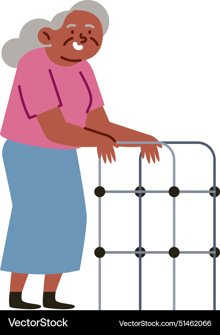 Old woman with her walker Royalty Free Vector Image