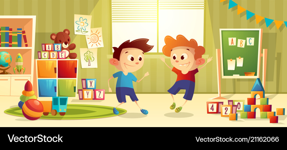 Preschool Boys Playing Royalty Free Vector Image