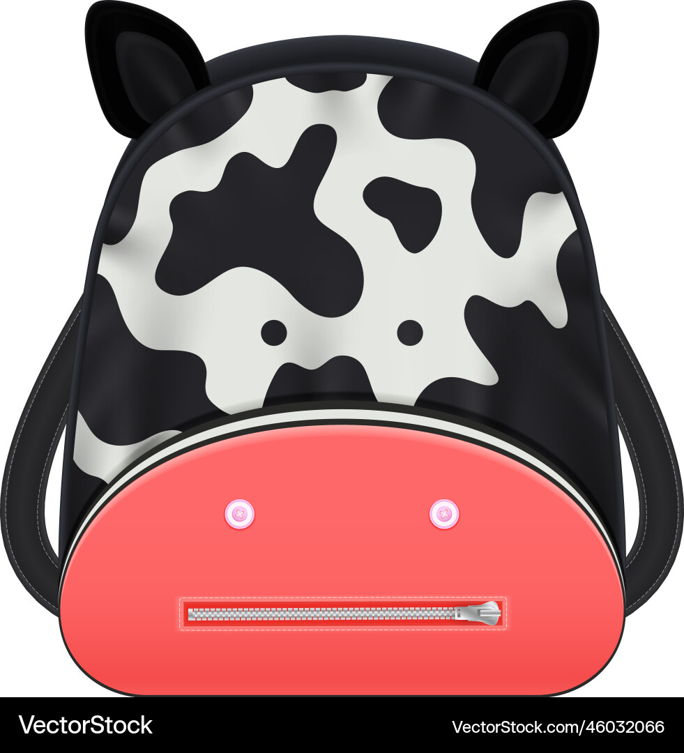 Realistic cow backpack composition Royalty Free Vector Image