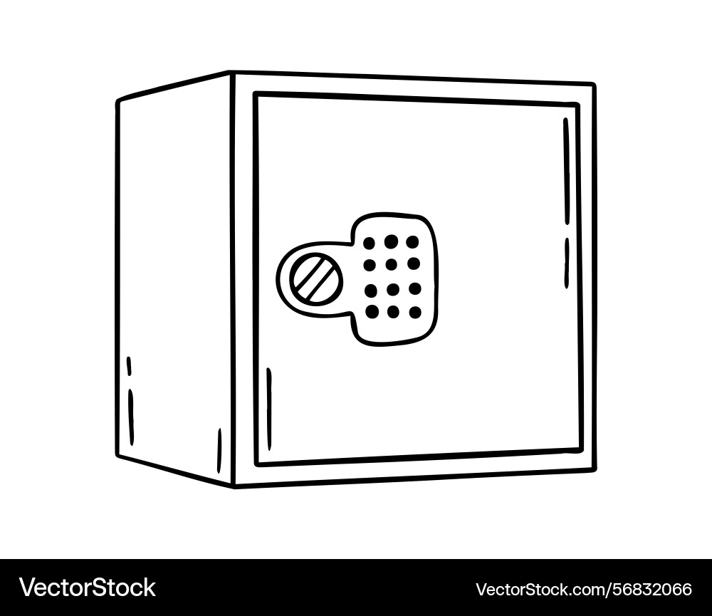 Safe box doodle hand drawn icon outline drawing Vector Image