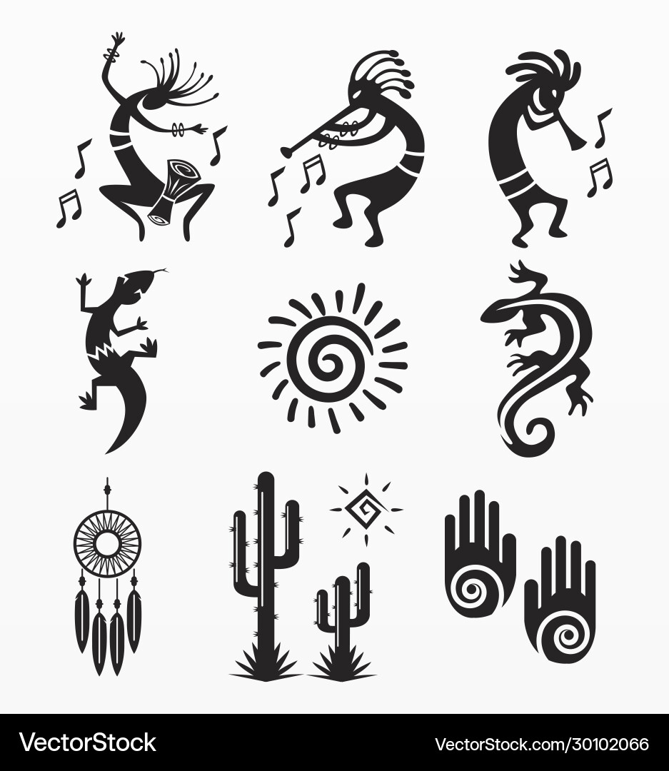 Variety aztec elements set Royalty Free Vector Image