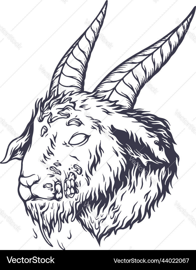 Angry goat head silhouette Royalty Free Vector Image
