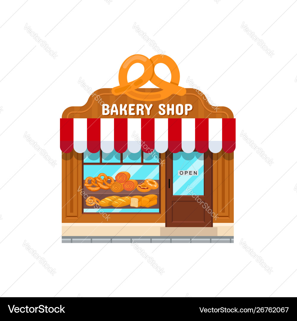 Bakery store in flat style Royalty Free Vector Image