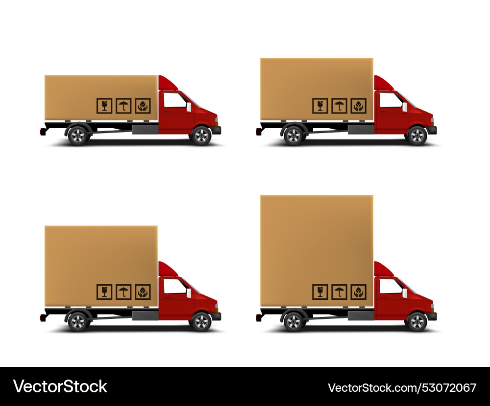 Big cardboard box package on black truck Vector Image