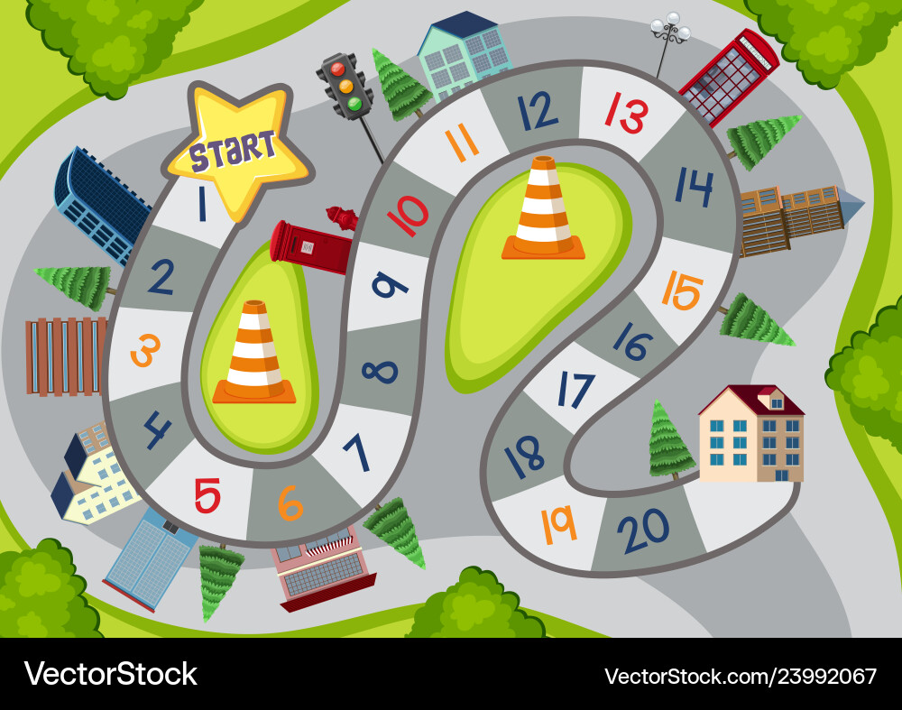 City theme board game template Royalty Free Vector Image