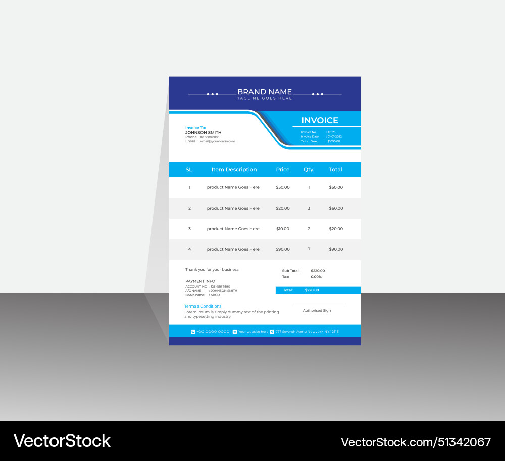 Creative and modern invoice template design Vector Image