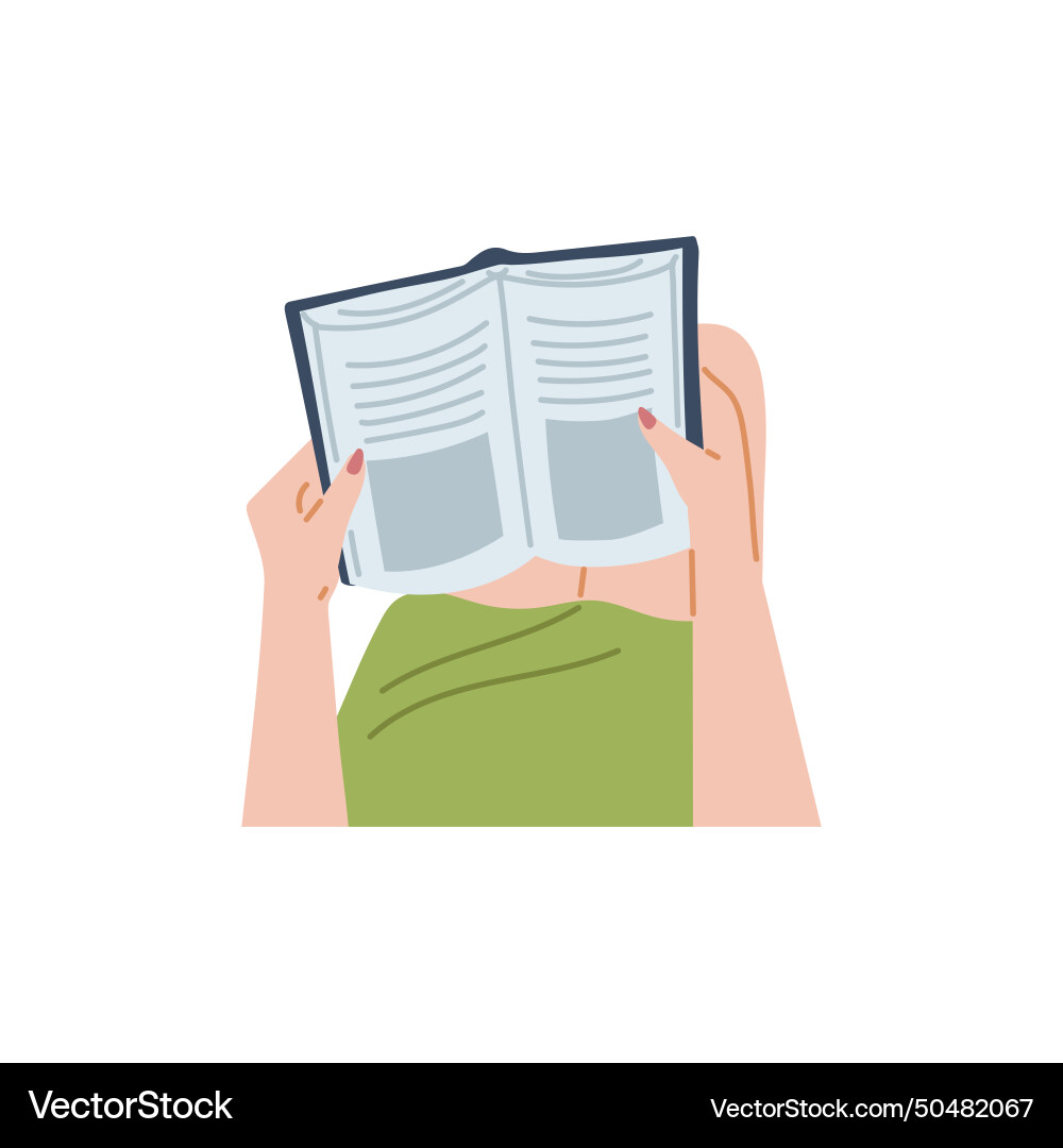 Female character reading book top view flat style Vector Image