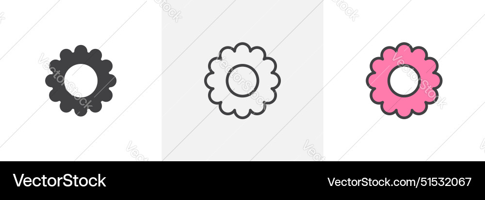 Flower icon set simple spring floral shape Vector Image