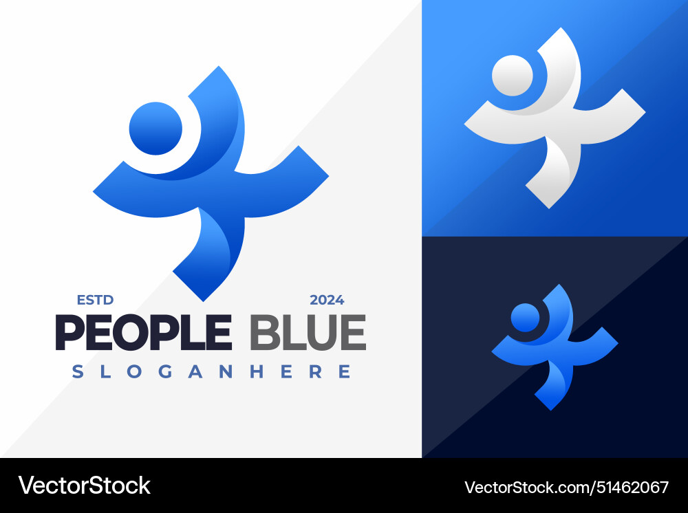 Letter k people blue logo design symbol icon Vector Image