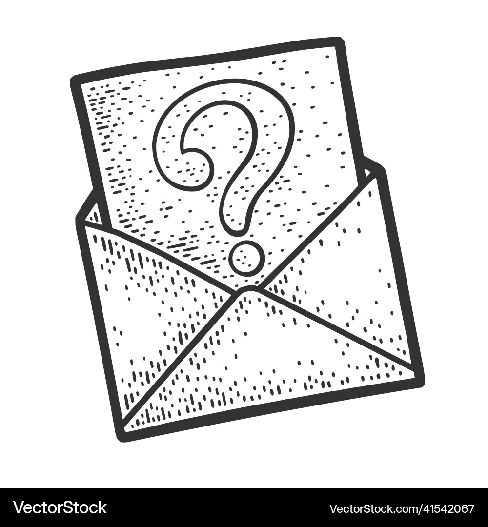 Letter with large question mark sketch Royalty Free Vector