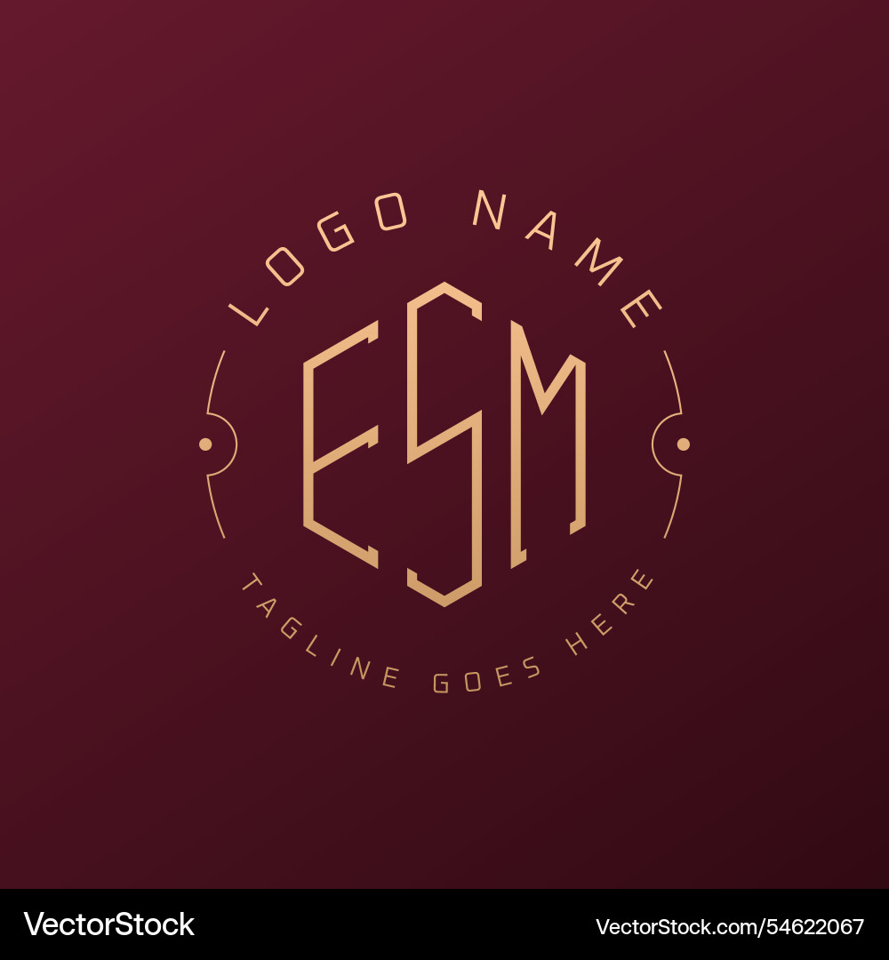 Luxury esm logo design elegant letter Royalty Free Vector