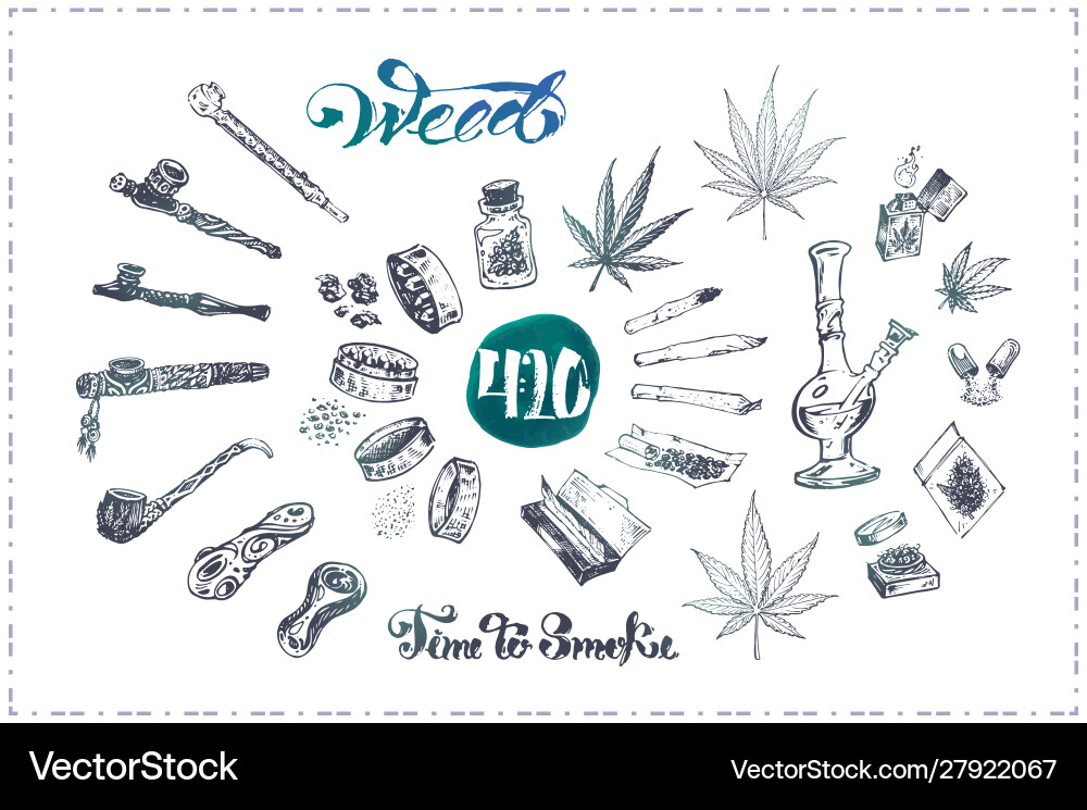 Marijuana Smoking Accessories Royalty Free Vector Image