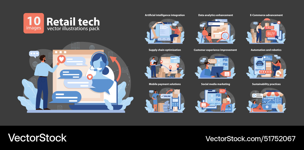 Retail tech pack a dynamic Royalty Free Vector Image
