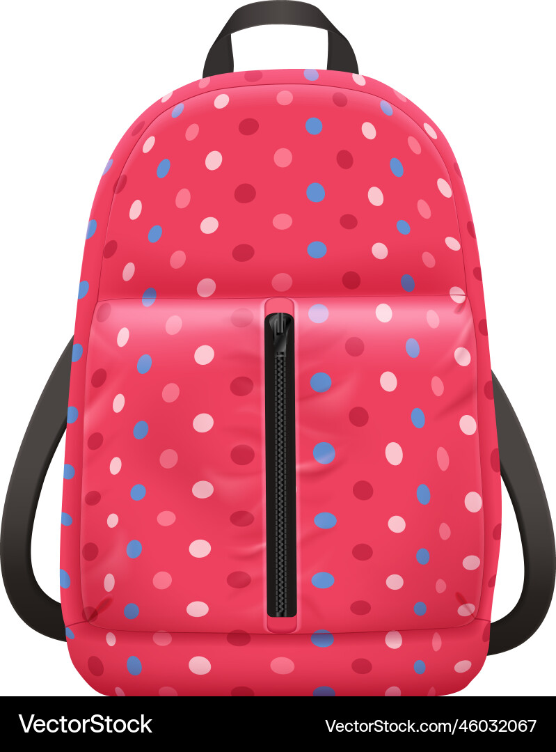 Sweet backpack realistic composition Royalty Free Vector