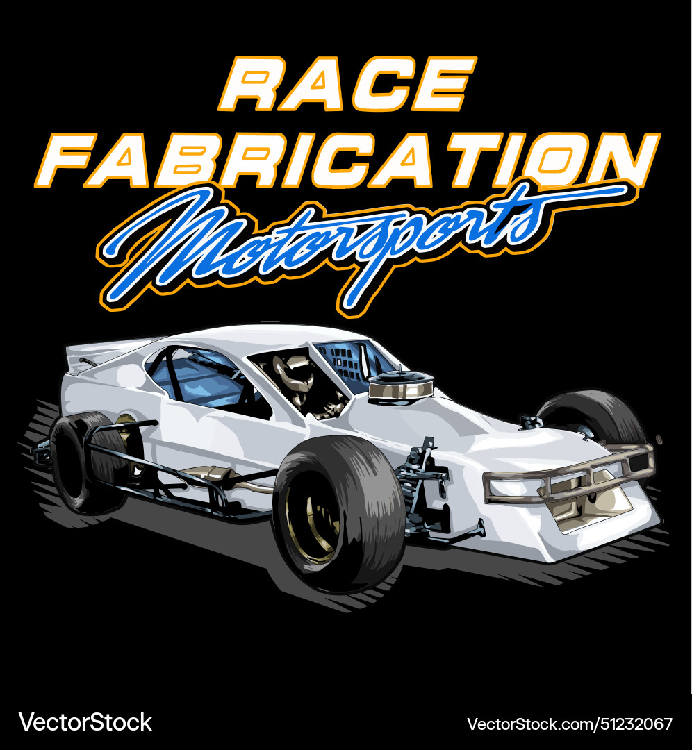White drag racing car with blue strip Royalty Free Vector