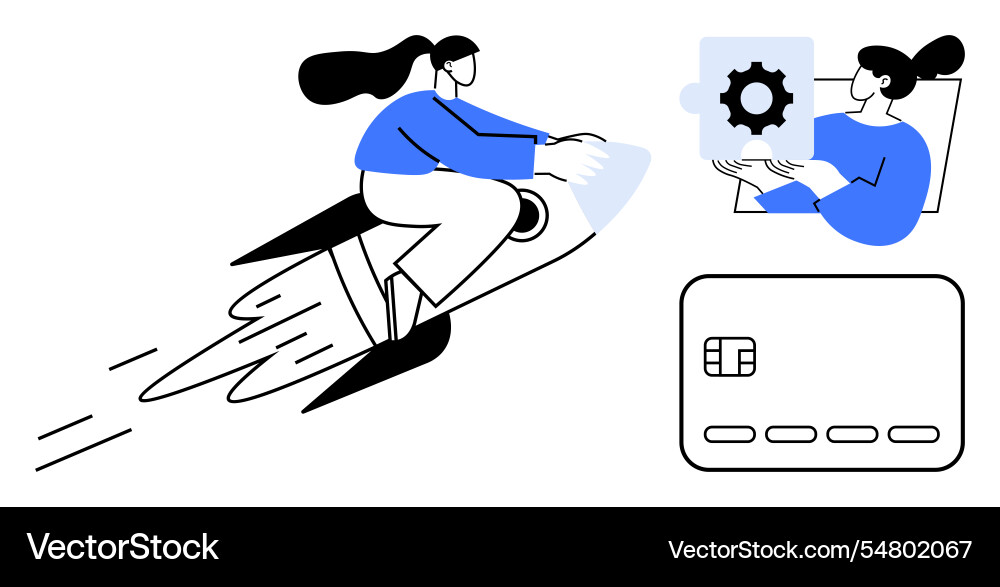 Women engaging in fast-paced innovation Royalty Free Vector