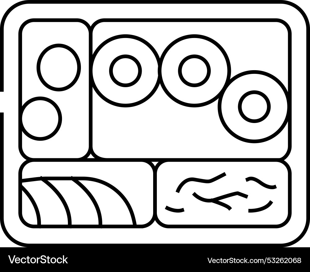 Bento box japanese food line icon Royalty Free Vector Image