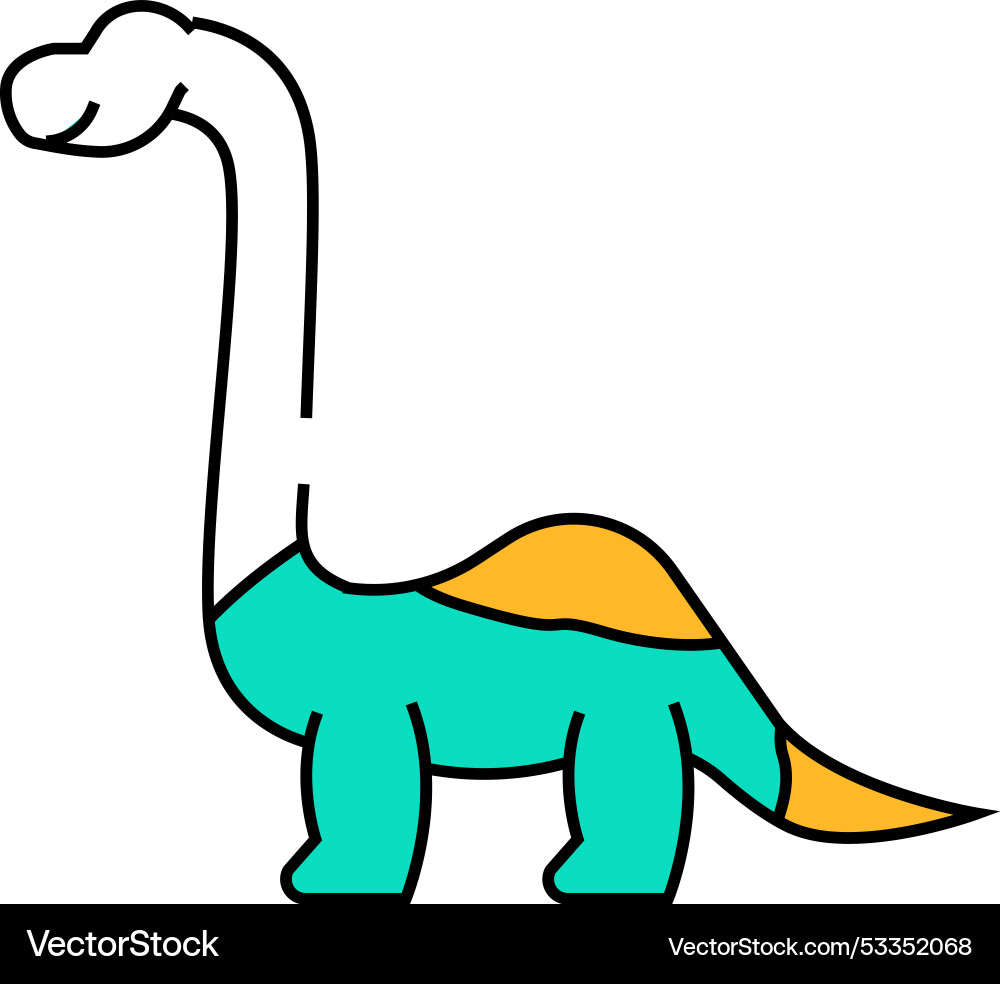 Brachiosaurus dinosaur animal icon color Vector Image