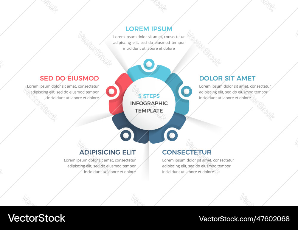 Circle infographics with five elements Royalty Free Vector