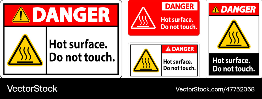Danger safety label hot surface do not touch Vector Image