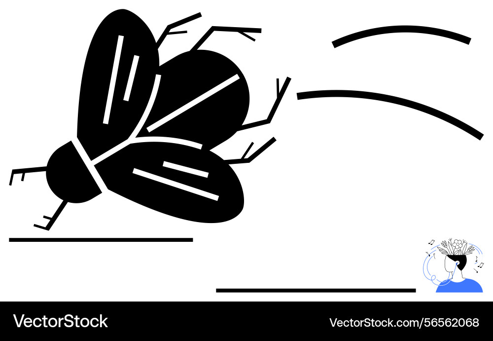 Fly in motion with a woman thinking Royalty Free Vector