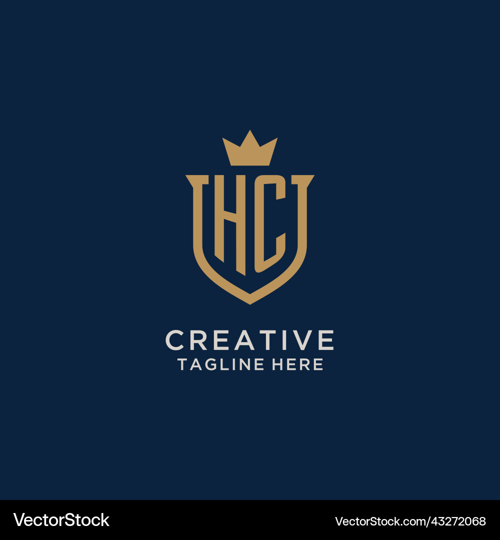 Hc initial shield crown logo Royalty Free Vector Image