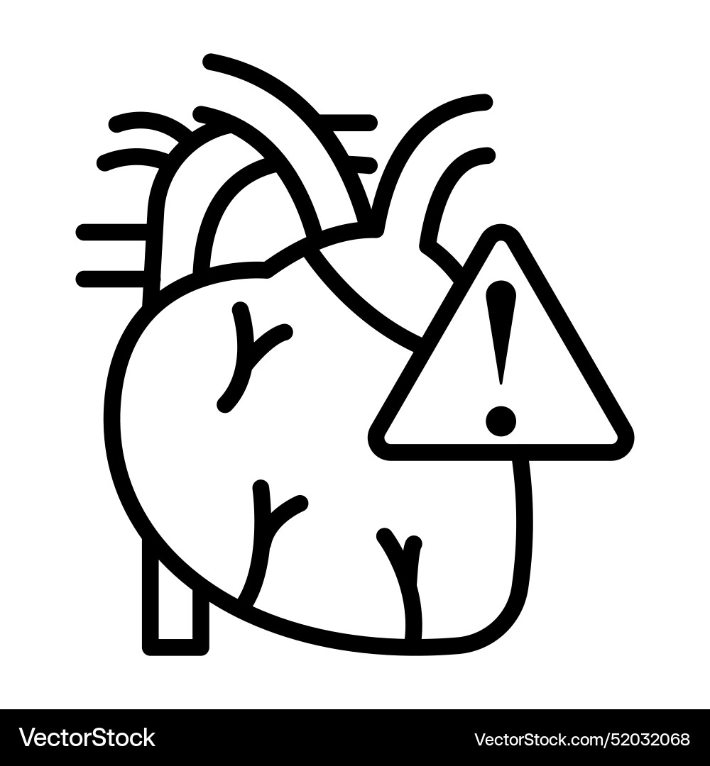 Heart risk icon linear logo mark in black Vector Image