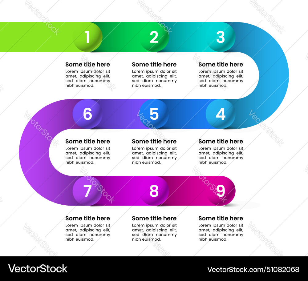 Infographic template 9 balls with numbers on the Vector Image
