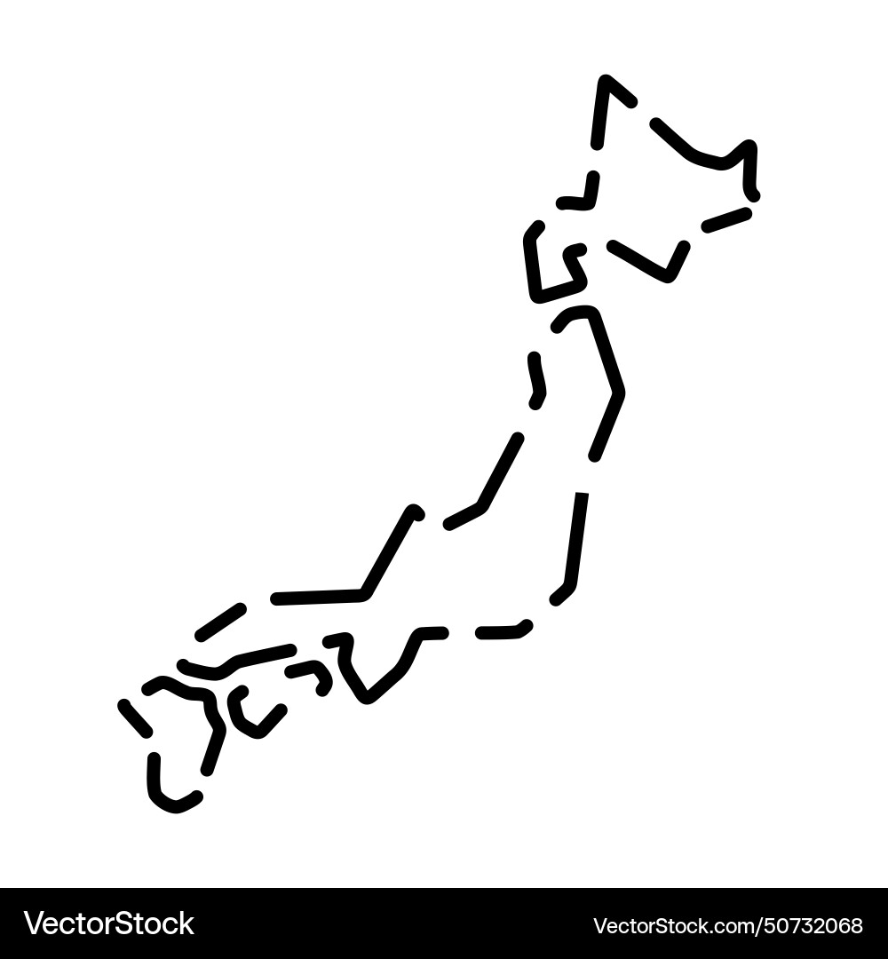 Japan simplified broken outline map Royalty Free Vector