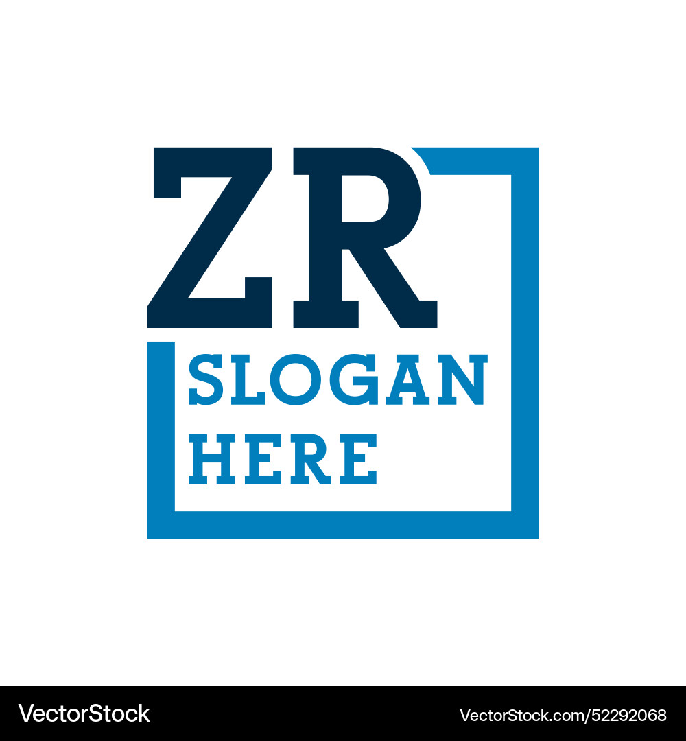 Minimal initials logo letters z and r zr initial Vector Image