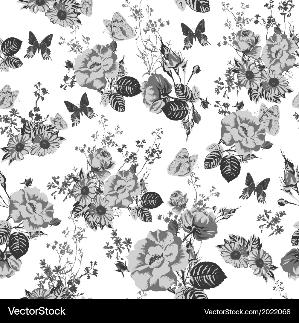 Monochrome Roses Pattern Royalty Free Vector Image