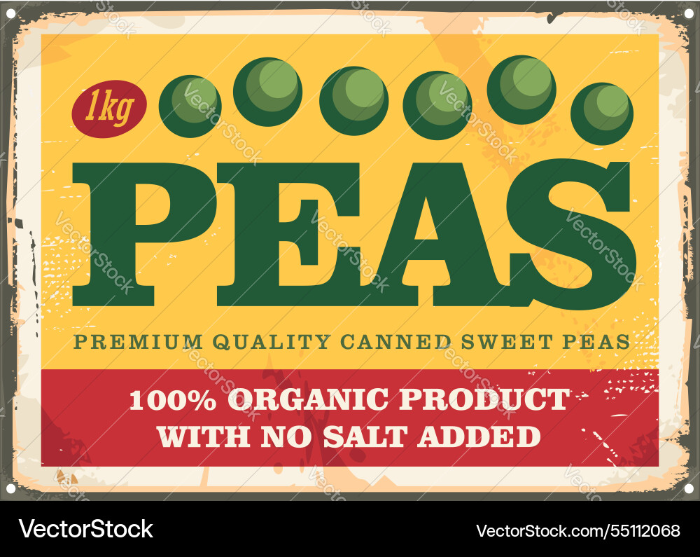 Organic peas vintage sign Royalty Free Vector Image