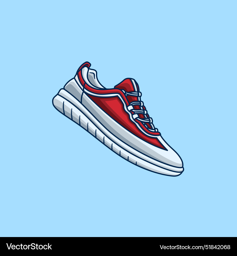 Red and white sneakers cartoon Royalty Free Vector Image