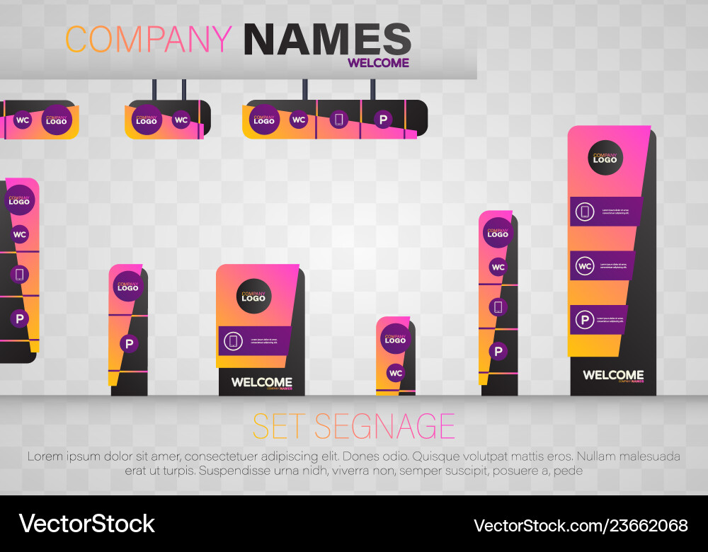 Set signage Royalty Free Vector Image - VectorStock
