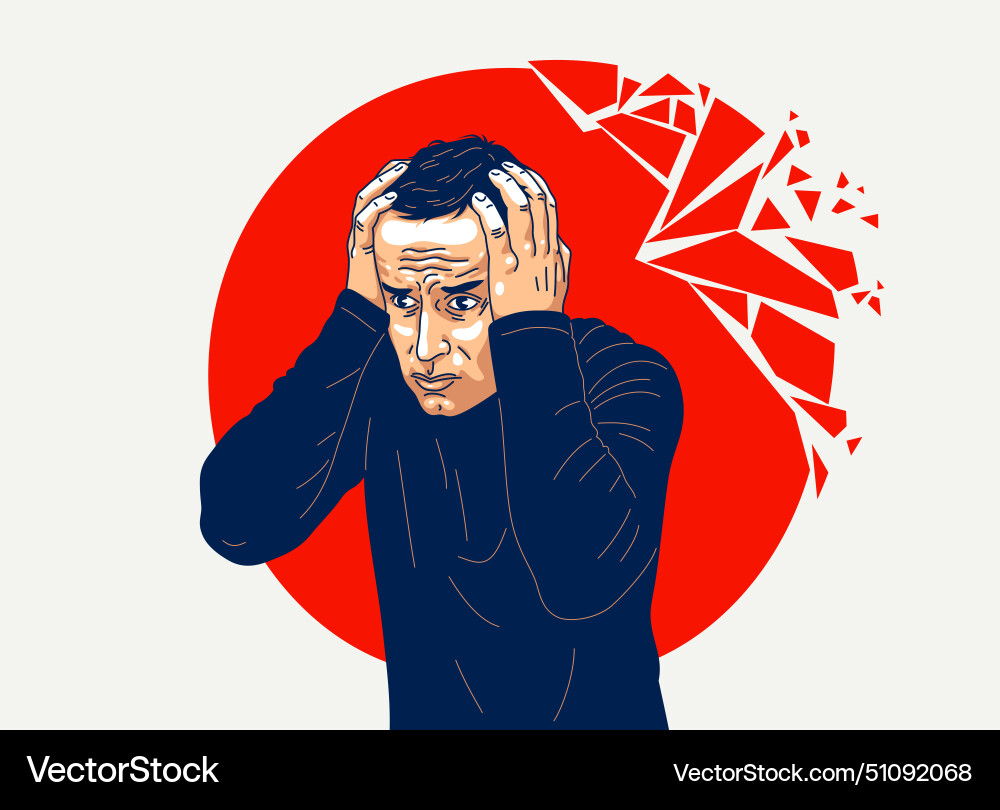 Young man feeling stressed and uncomfortable Vector Image
