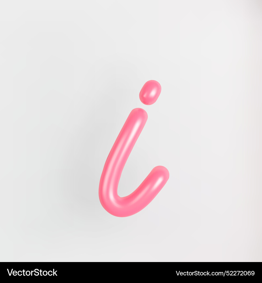 3d pink script lowercase letter i on light Vector Image