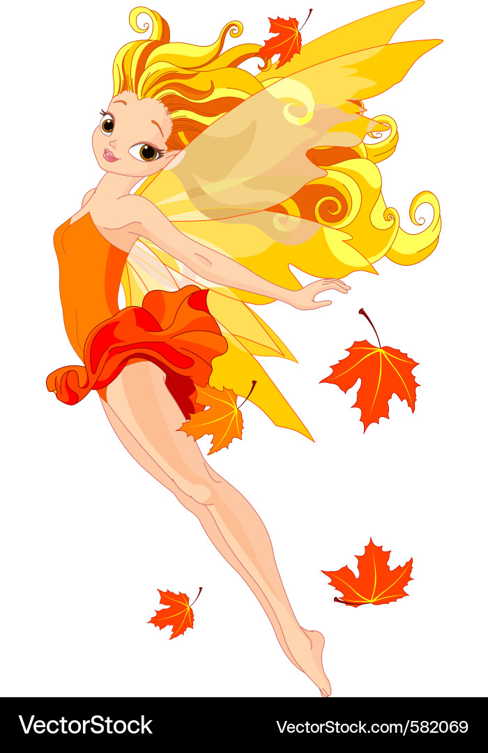 Autumn Fairy in Flight Royalty Free Vector Image