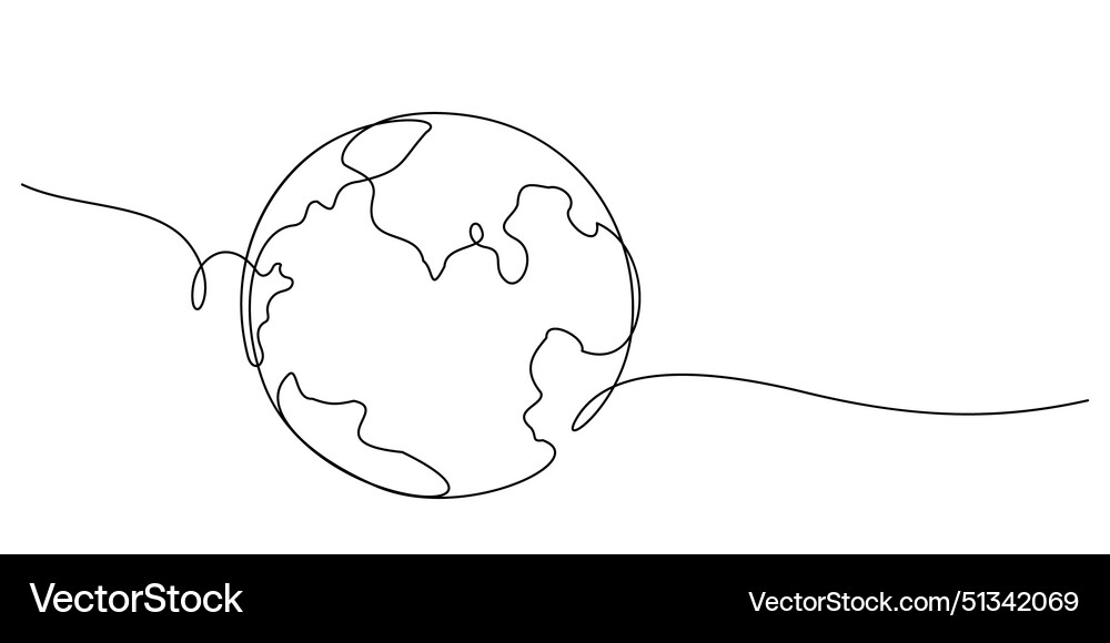 Continuous line drawing of planet earth world Vector Image