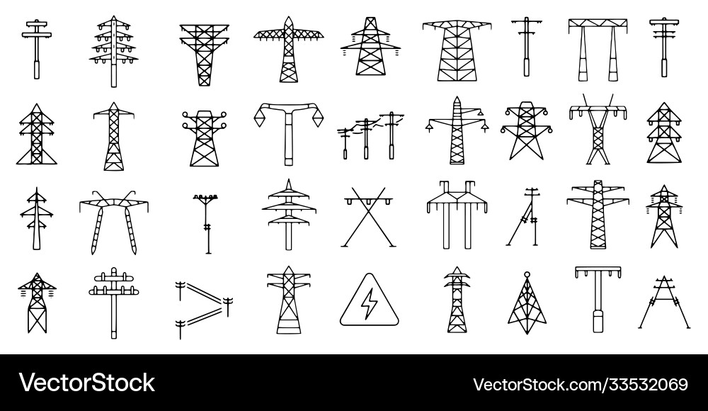 Electricity post icon set style stock Royalty Free Vector