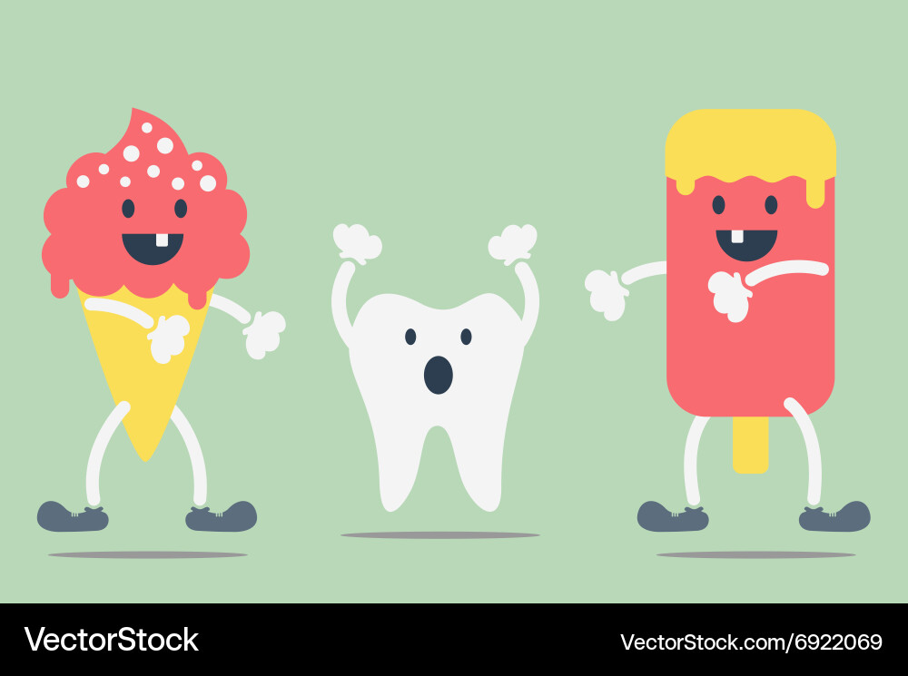 Ice Cream and Tooth Decay Cartoon Royalty Free Vector Image